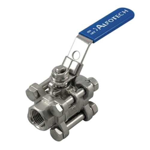 Kulventil 3-vägs, T-borrad, rostfri AISI 316